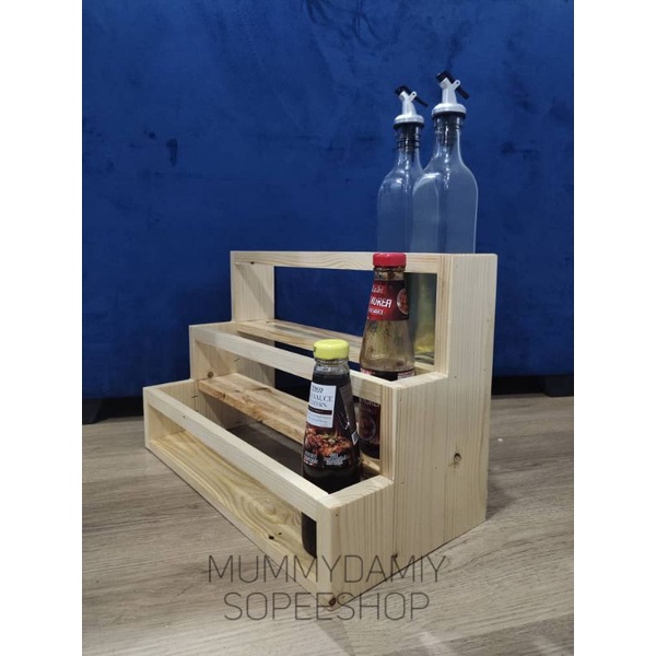 Rak Botol Kicap Sos/Rak Dapur/Rak Botol Kayu Pine | Shopee Malaysia
