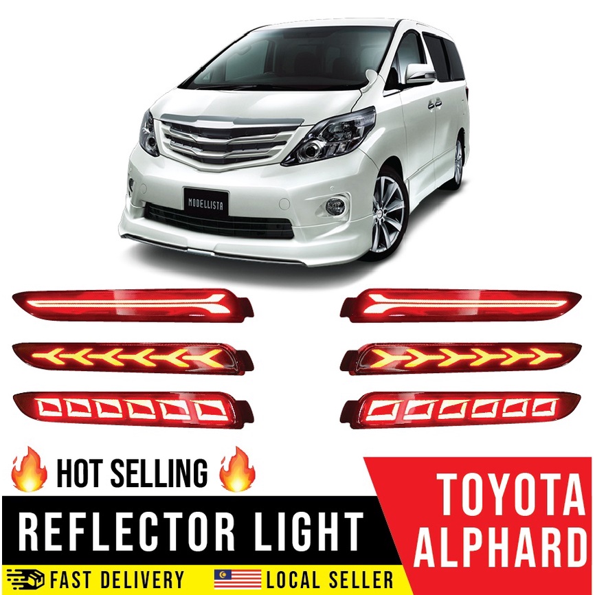 Alphard Rear Reflector LED Light Back Bumper Modellista Toyota ...