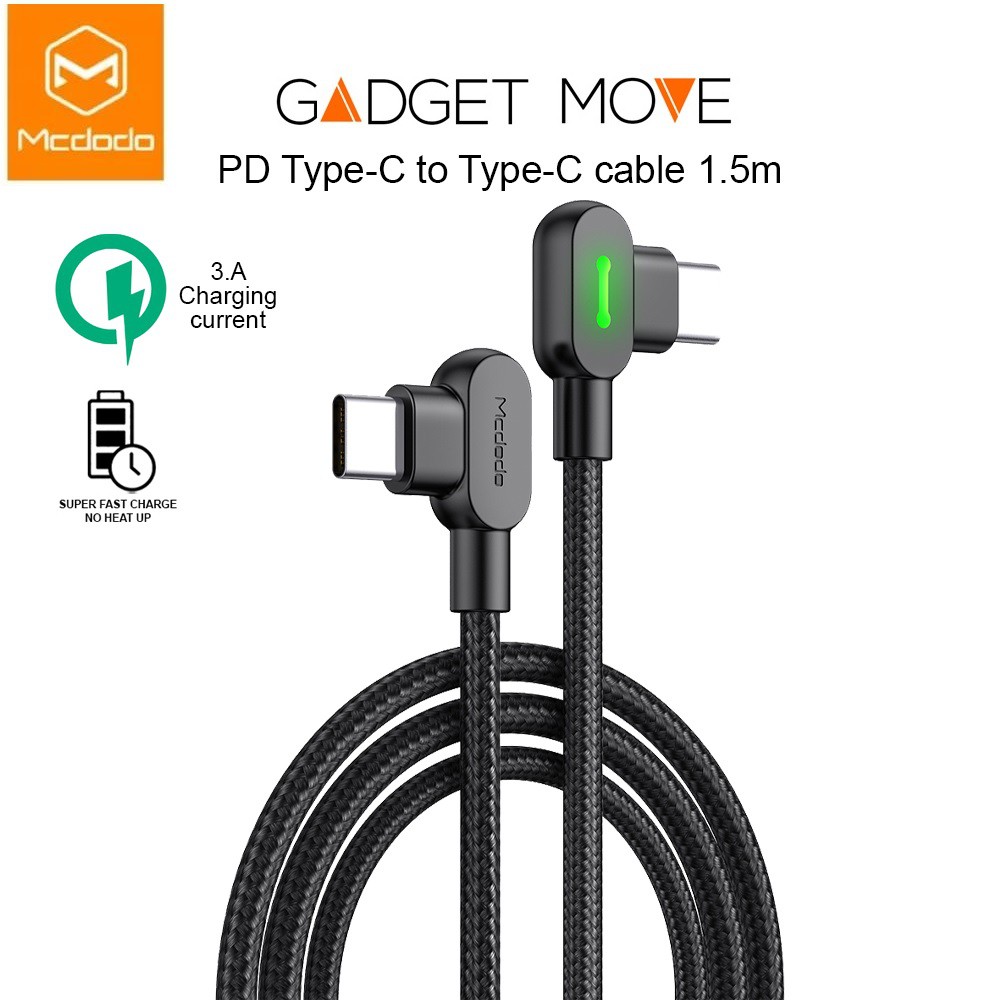 McDodo CA-8080 1.5m PD 60W Elbow 90 degree USB-C to USB-C Type-C to ...