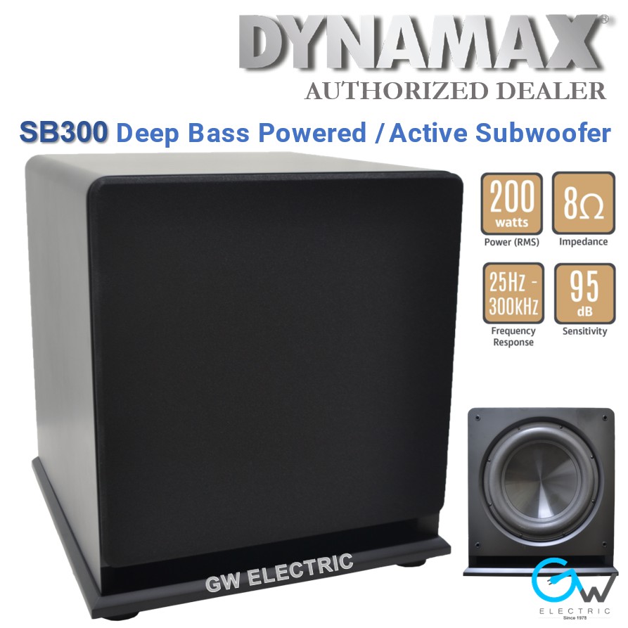 DYNAMAX SB300 12" 200W - 450W (Max) Home Use Hi-Fi Deep Bass Powered / Active Subwoofer | Shopee ...
