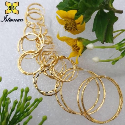 ISTIMEWA 916 Gold Cutting Hoop Earring Subang Corak Potong Bulat Emas ...