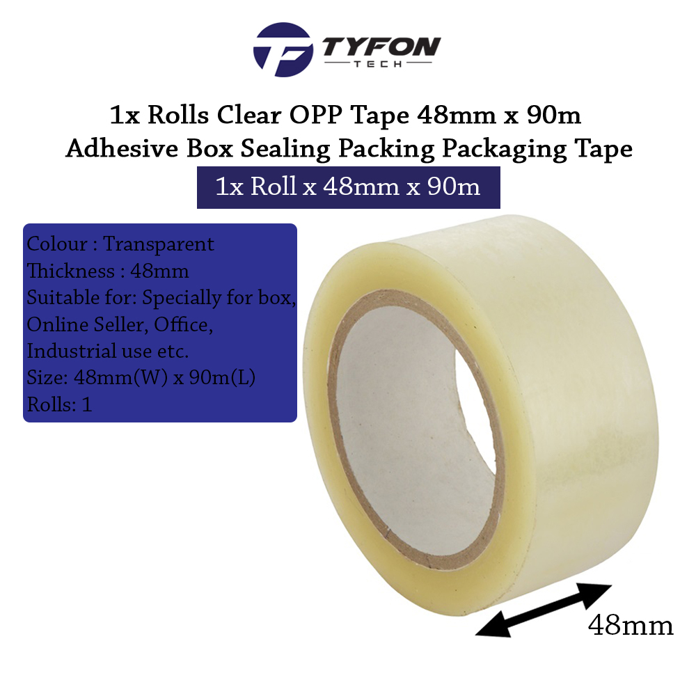 1x Roll Clear OPP Tape 48mm x 90m Adhesive Box Sealing Packing ...