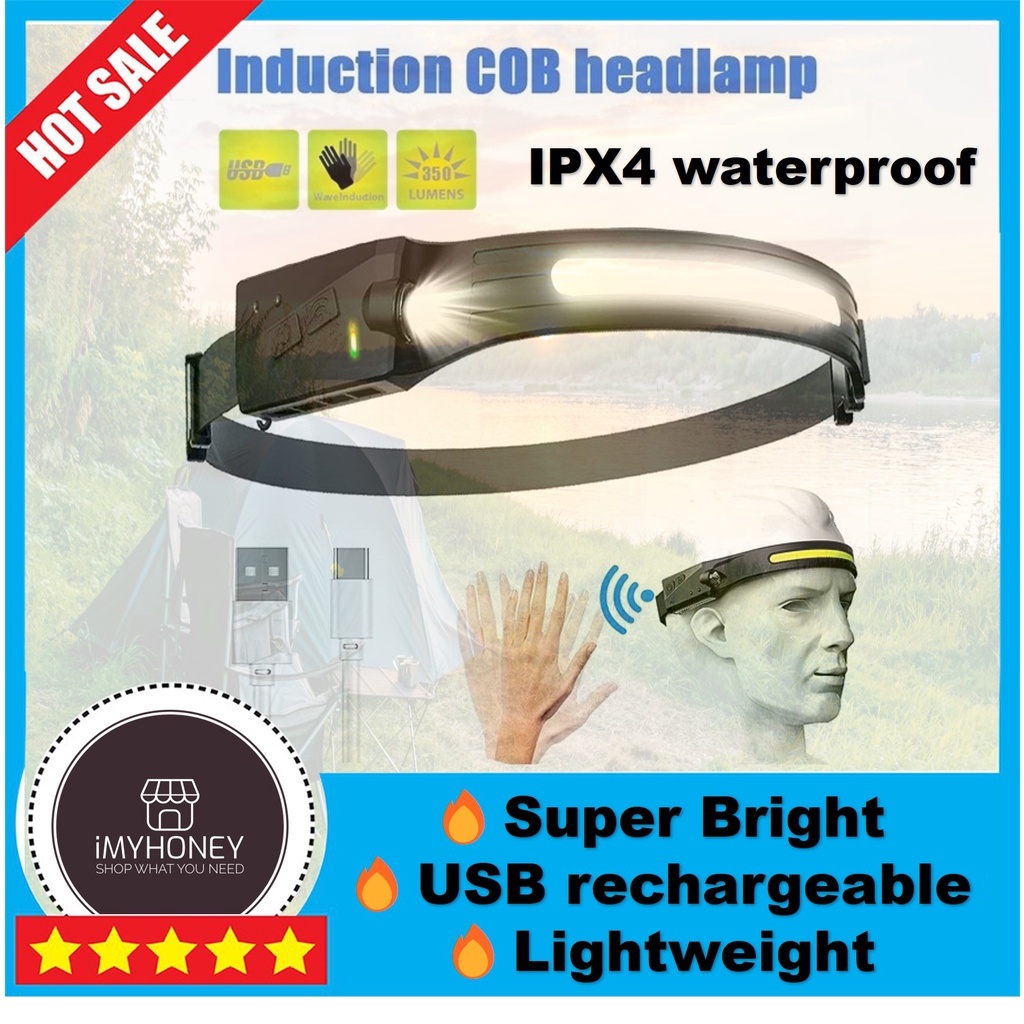 🔥READY STOCK 🔥LED Headlamp Flashlight Rechargeable 5W 350LM Lumens ...