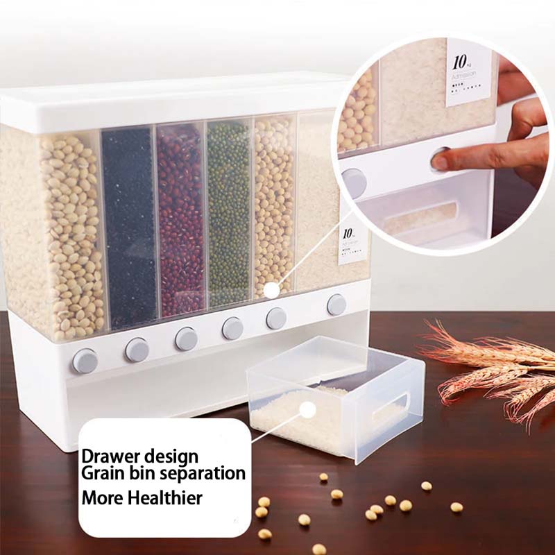READY STOCK Rice Dispenser10kg Multipurpose Grain Dispenser 6 Different ...
