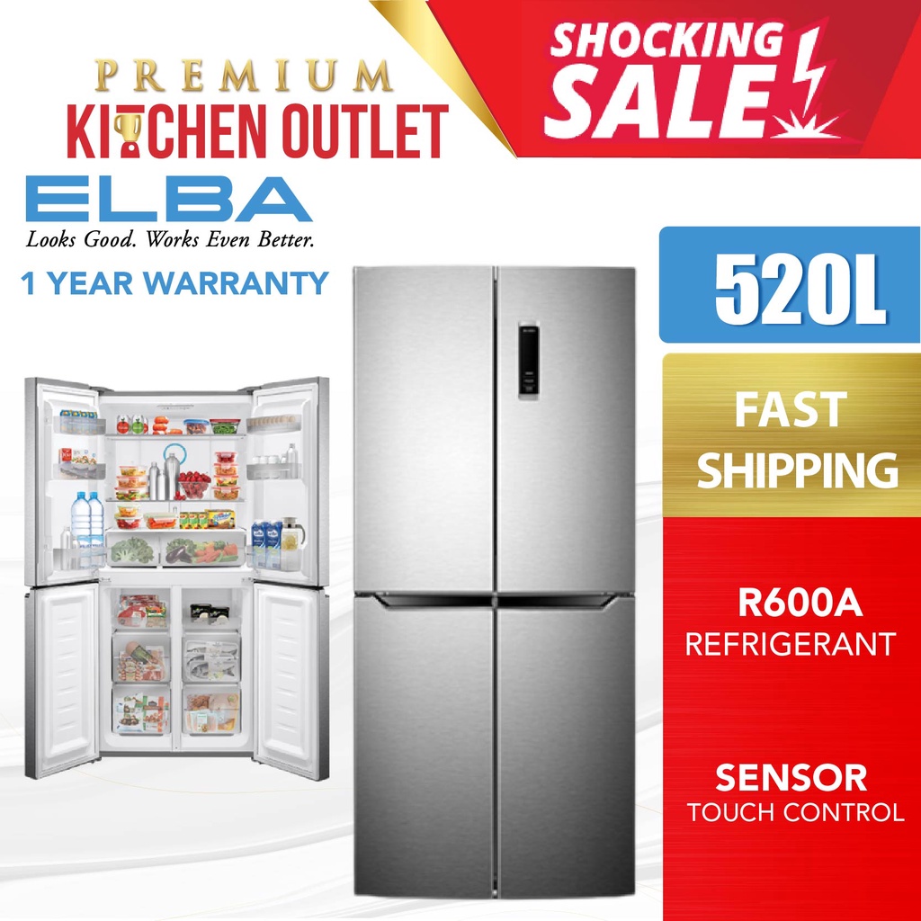 Elba Italy 520L Multi Door Fridge 4-Door Refrigerator EMR-G5244D(SV ...