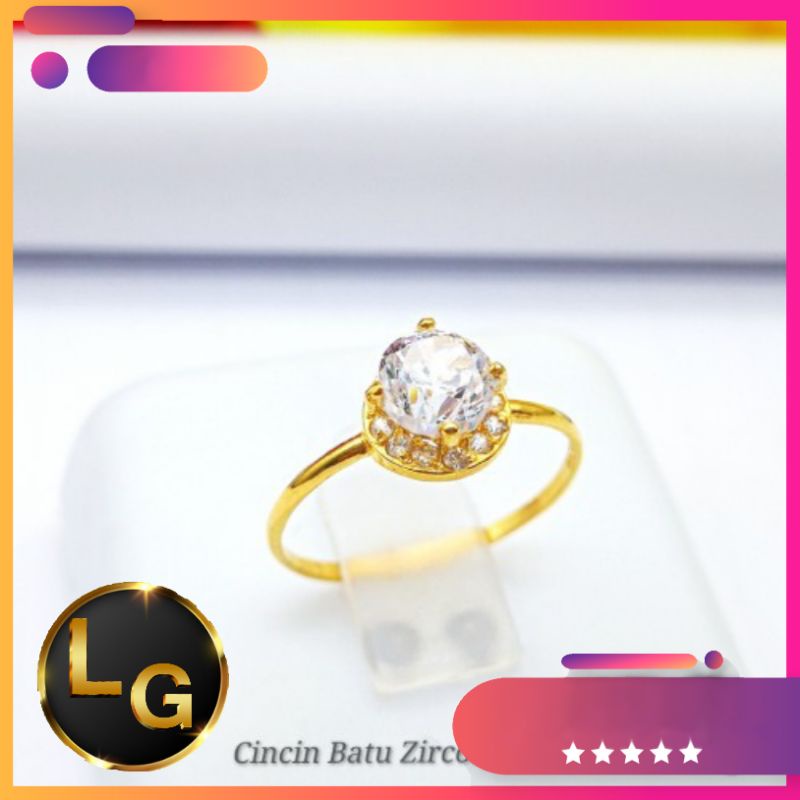 Cincin batu zircon permata satu emas 916 tulen. cincin nikah/tunang/anniversary | Shopee Malaysia