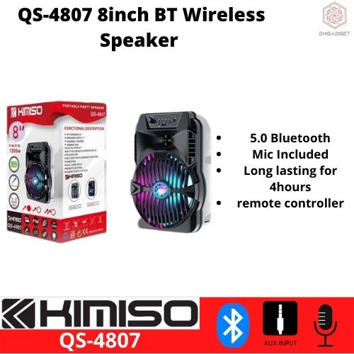 Free Microphone! Kimiso Qs-4807 8inch Portable Bluetooth Party Speaker ...