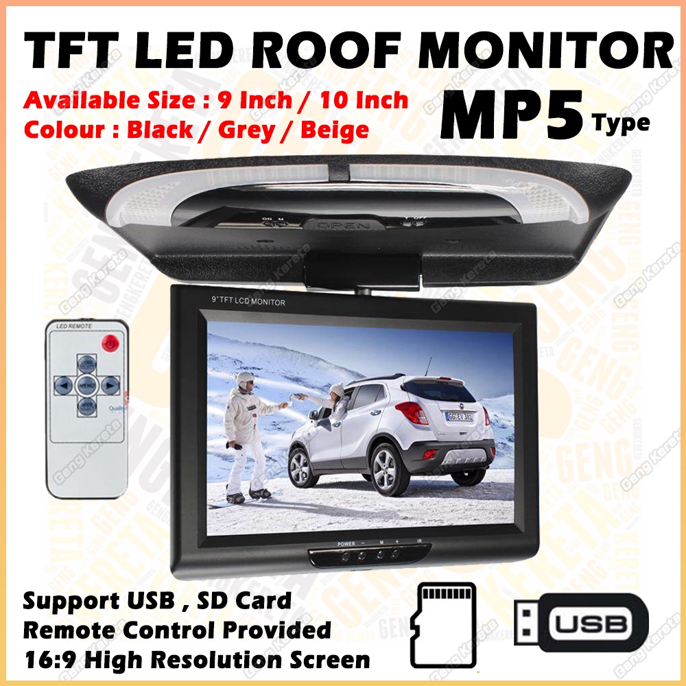 Ultra Thin MP5 Car Monitor Roof Ceiling Flip Down TFT LCD Monitor ...