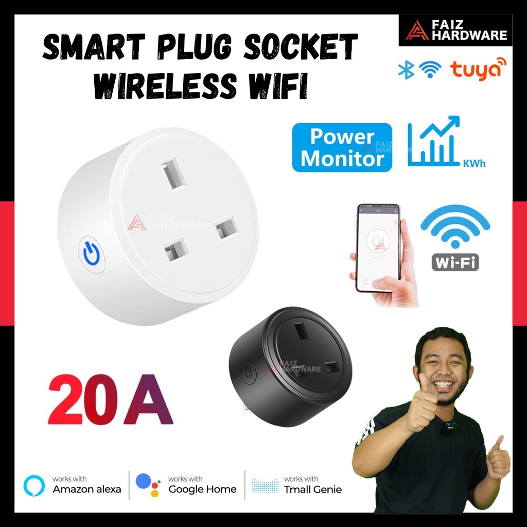 Smart Plug 16A 20A WITH Power Monitor Socket Wireless WiFi ZigBee works ...