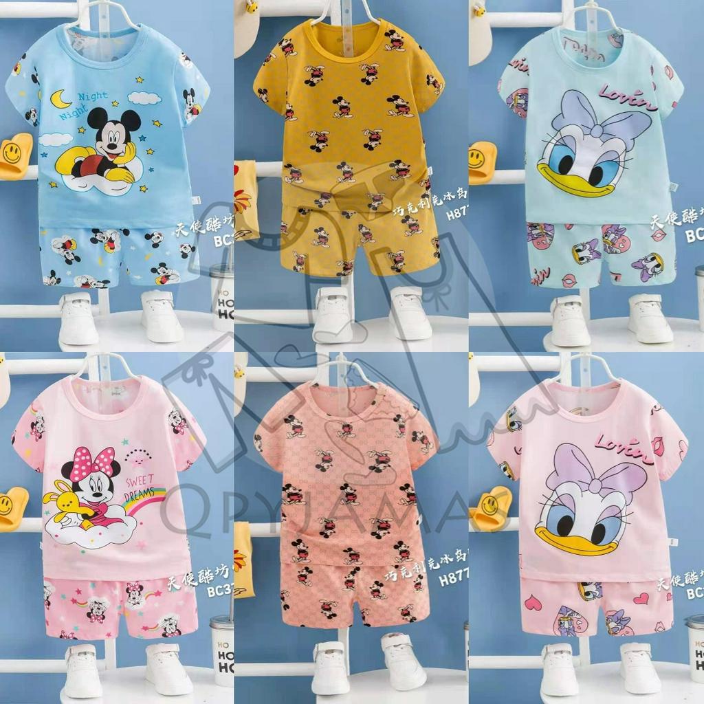 QPyjamas Cartoon Mickey Minnie Daisy Short Sleeve Short Pant Sleepwear ...