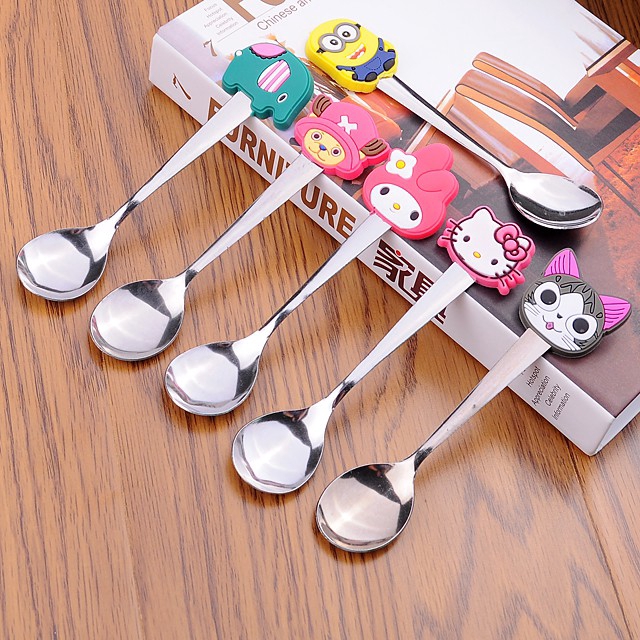 Kawaii Cartoon Stainless Steel Spoon children spoons kid spoon | Shopee ...
