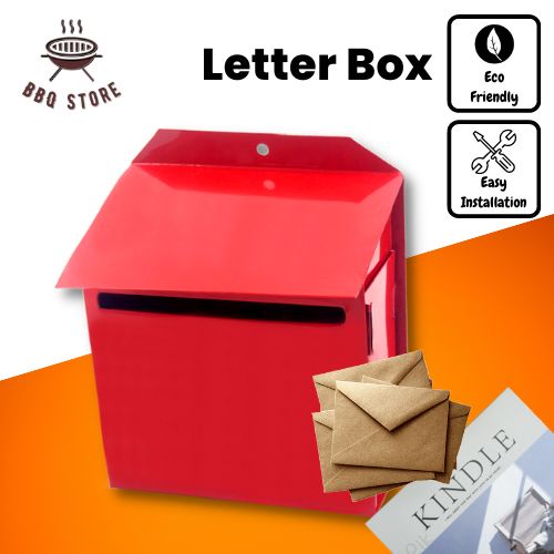 BBQ Store Metal Red Post Letter Box/ Metal Mail Box/ Peti Surat Besi ...