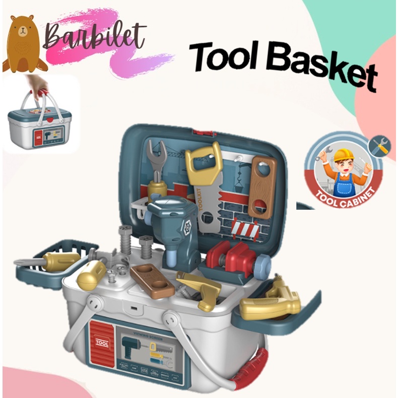 Workshop Tools Set with Wheels and Carry Handle/ Tool Basket/ Tool Box ...