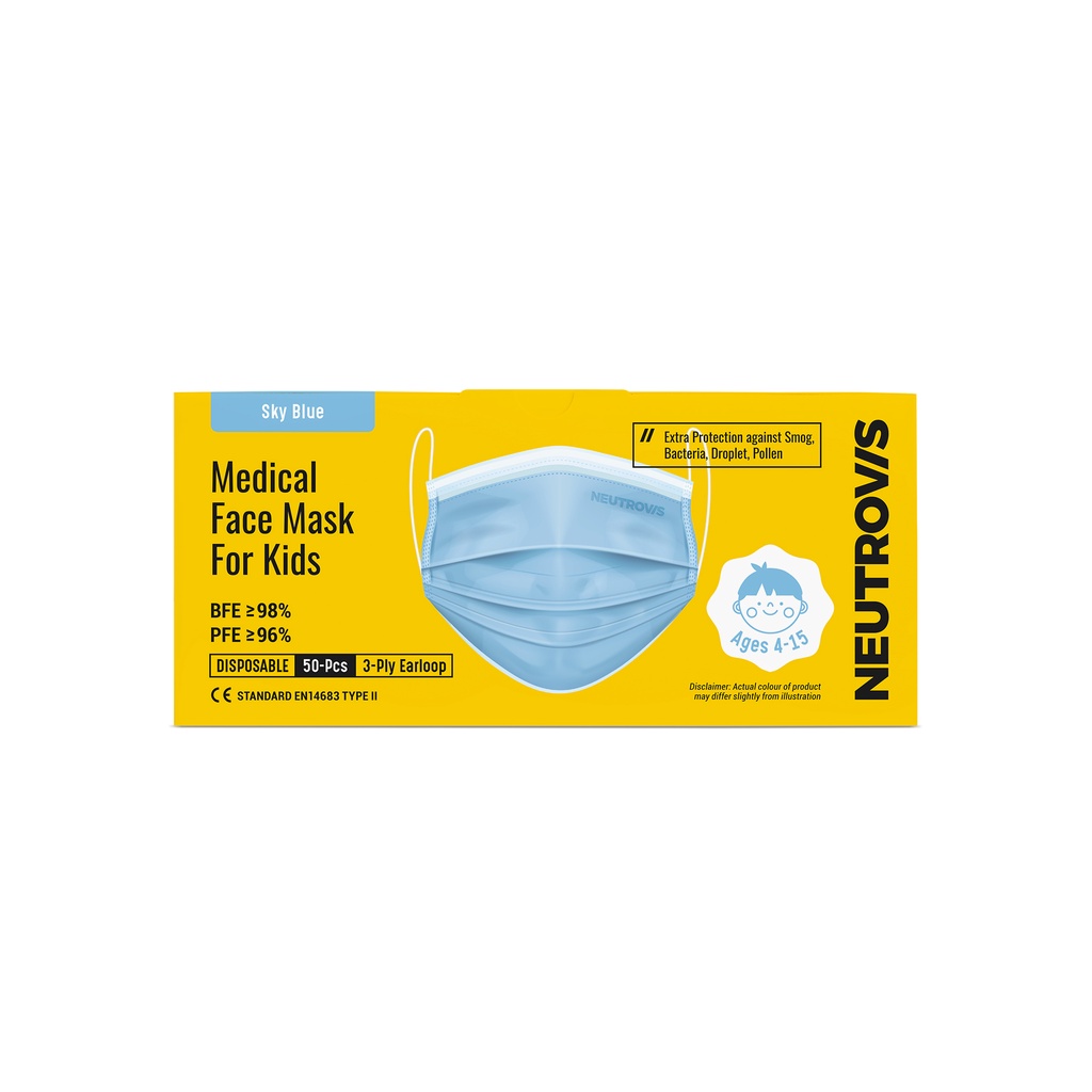 Neutrovis Basic Series 3ply (50’s/box) – Kids | Sky Blue | Shopee Malaysia
