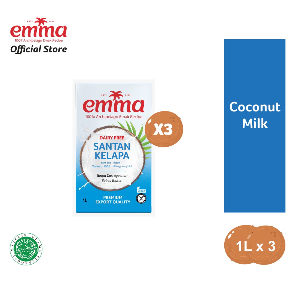 Emma Coconut Milk 1L x 3 [Exp: 03/26], Emma Santan/Susu Kelapa 1L x 3 ...