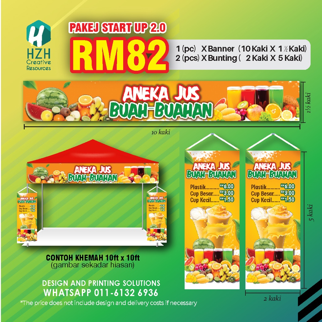 Bunting Banner Printing SIZE 10ft x 10ft (Pakej Jimat 2.0) (READY DESIGN AVAILABLE) | Shopee ...