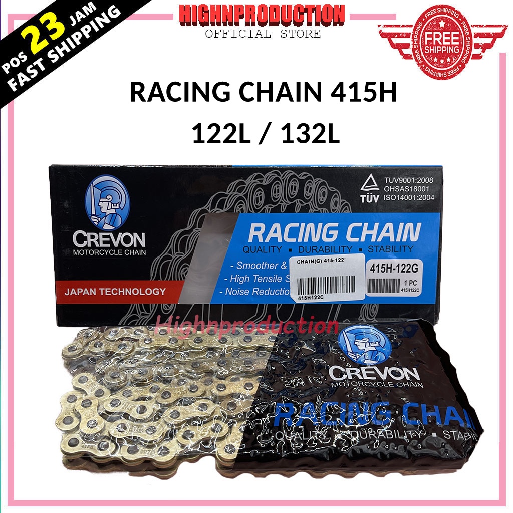 415H HEAVY DUTY GOLD CHAIN RANTAI 415 GOL EMAS RACING CHAIN CREVON 132L ...