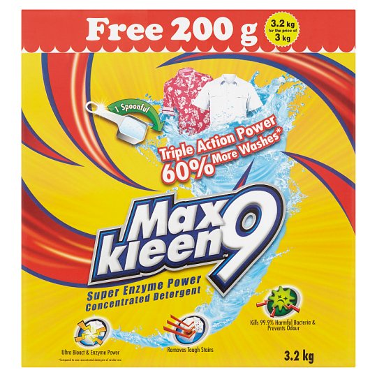 MAXKLEEN9 MAX KLEEN 9 Super Enzyme Powder Detergent 3.2KG | Shopee Malaysia