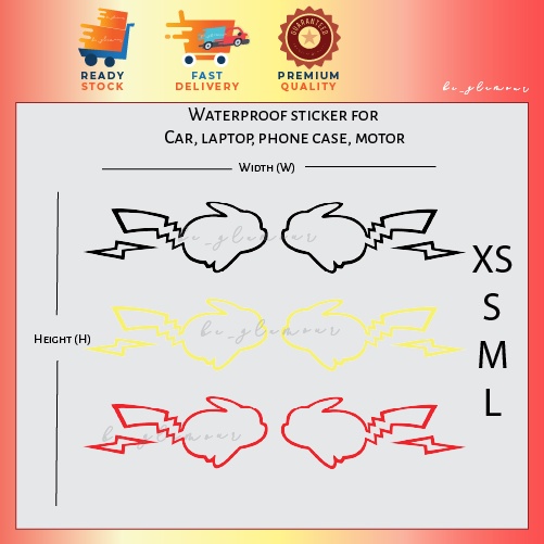 [2pcs] Pikachu sticker reflective pokemon thunderbolt ash ketchup ...