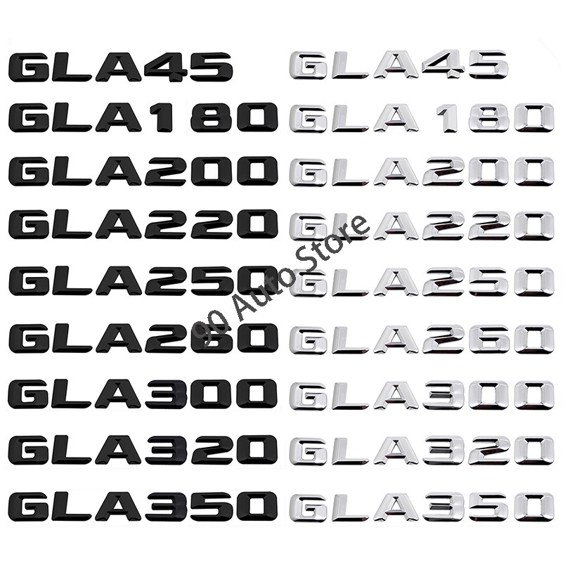 Modified Digital Alphabet Black and Silver GLA45 GLA180 GLA200 GLA220 ...