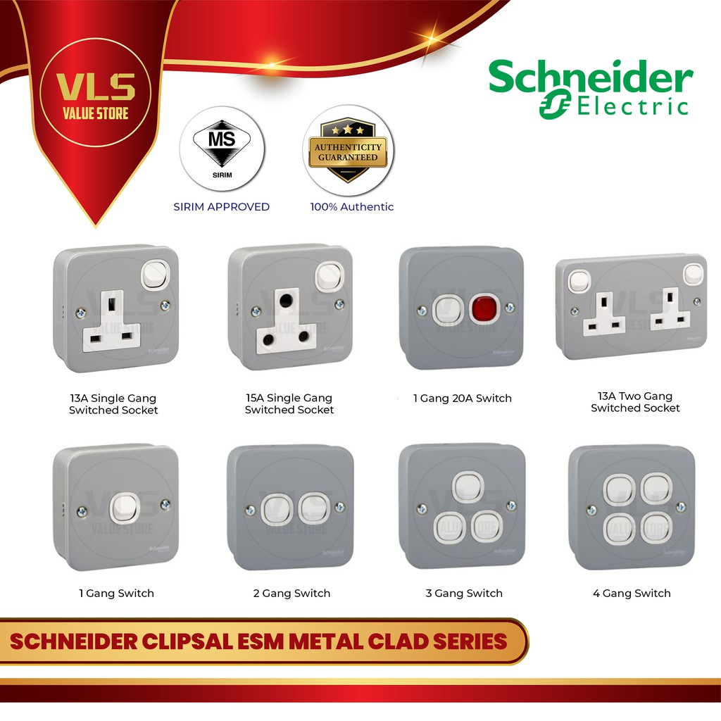 Schneider Clipsal ESM Metal Clad Sockets & Switches | Shopee Malaysia Schneider Clipsal ESM Metal Clad Sockets & Switches | Shopee Malaysia