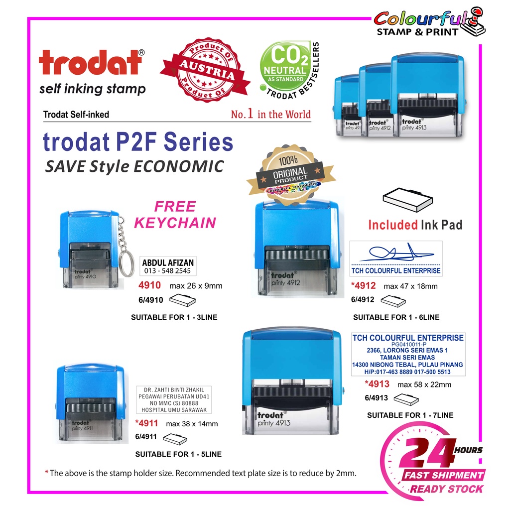 Trodat Series Self-inked Rubber Stamp,Trodat P2F 4910/4911/4912/4913.(Hospital, Office, School ...
