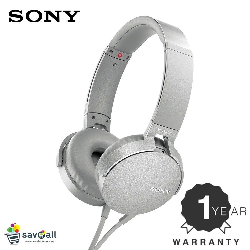 Sony MDR-XB550AP EXTRA BASS Headphones White (1 Year Warranty) | Shopee ...