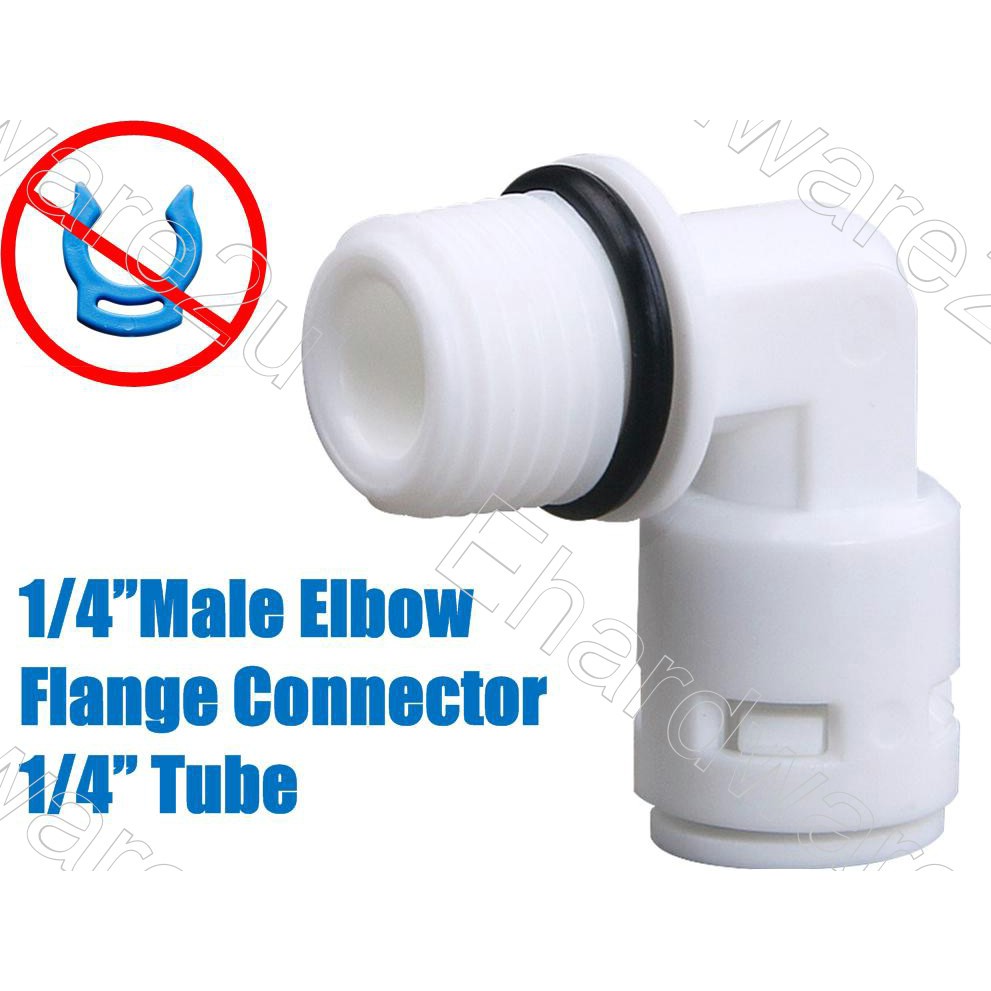 Water Filter Push Fit Male Flange Elbow Connector 1/4" Tube x 1/4 ...