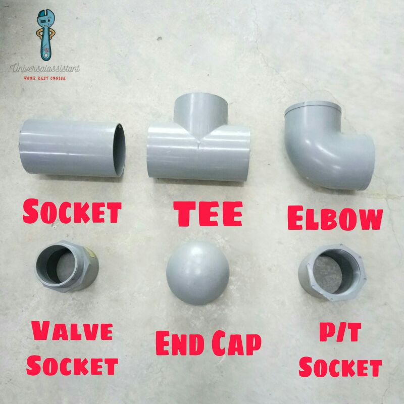 【100mm 4 Inchi】PVC Pipe Fitting | Grey Colour Pipe Connector | Elbow Socket Tee P/T Valve Socket ...