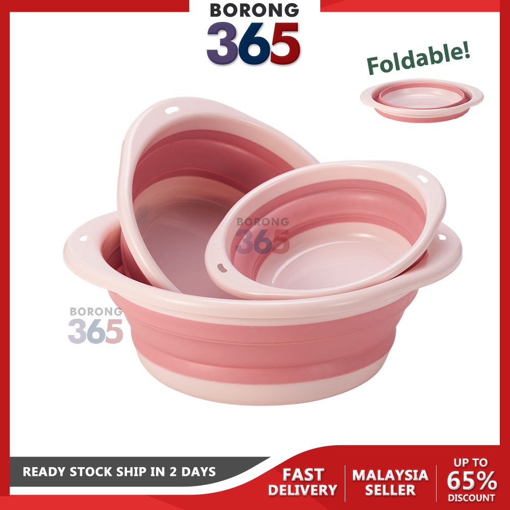 Borong365 Hangable Foldable Tub Wash Basin Bucket Pail Face Wah Camping ...