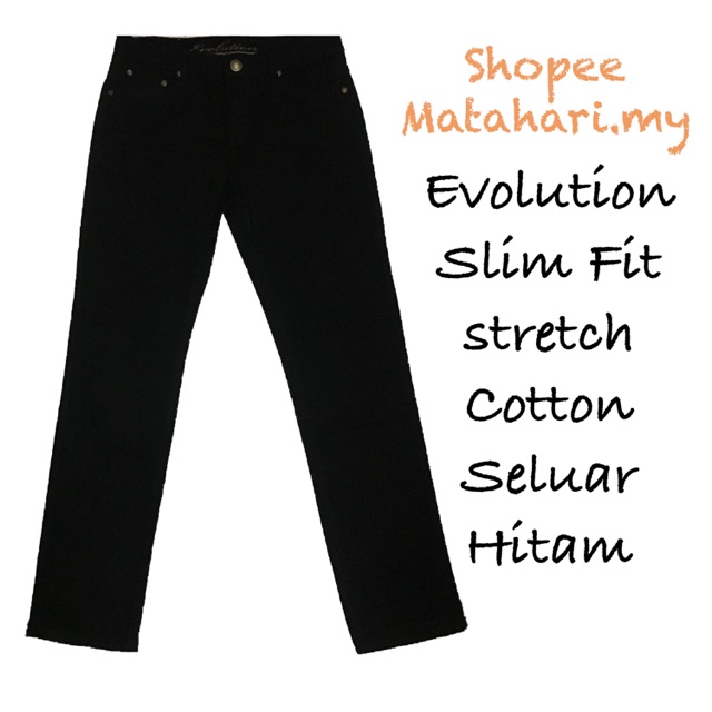 Evolution Slim Fit stretch Cotton Elastic Seluar Hitam Cotton slack ...