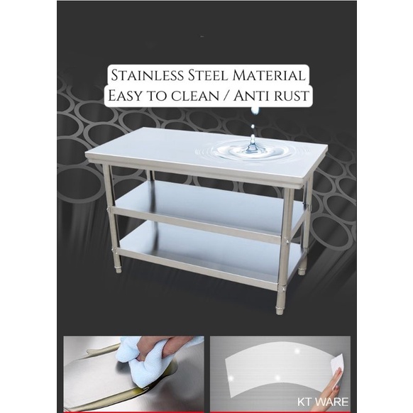 KT WARE 3 Tier Stainless Steel Kitchen Working Table Storage Rack Heavy ...