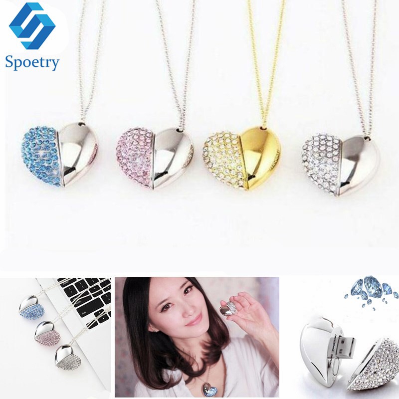 Spoetry Jewelry Crystal Heart 64GB USB Flash Drive USB 3.1 | Shopee ...