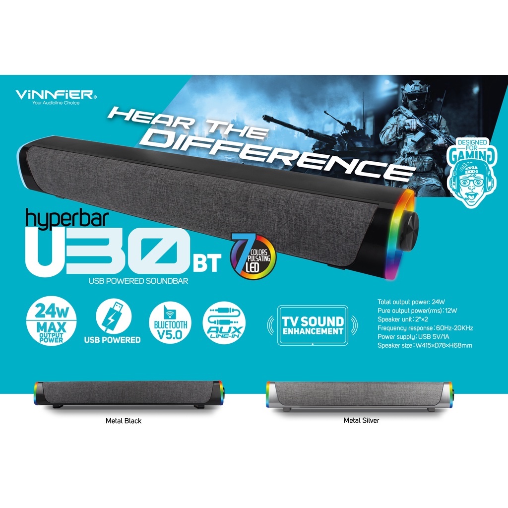 VINNFIER HYPERBAR U30 BT USB SOUNDBAR | Shopee Malaysia