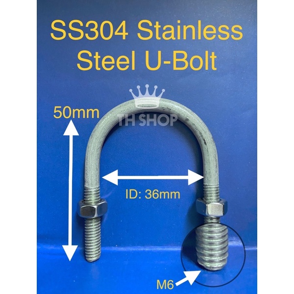 M6 X 36mm SS304 Stainless Steel U BOLT With Two Hex Nuts | Shopee Malaysia