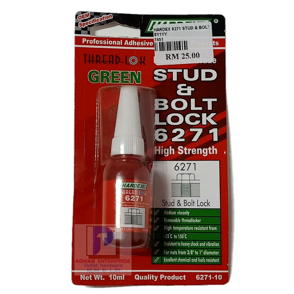 [100% ORIGINAL] Hardex Stud & Bold Thread Lock 6271 - 10ML (7451 ...