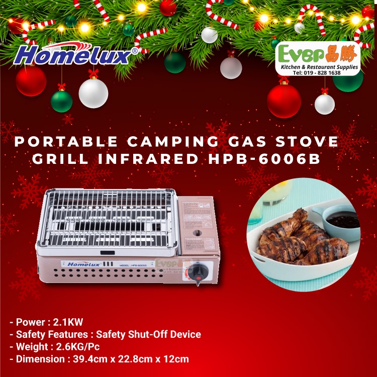 Homelux Portable Gas Stove Cassette Grill Infrared Camping Butane Stove ...