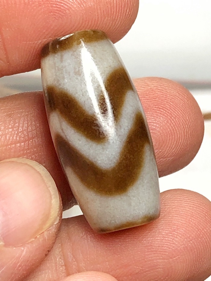 Tibetan Dzi Beads Water Patterns Dzi Beads 藏传老矿水纹天珠 27.9x13.4mm ...