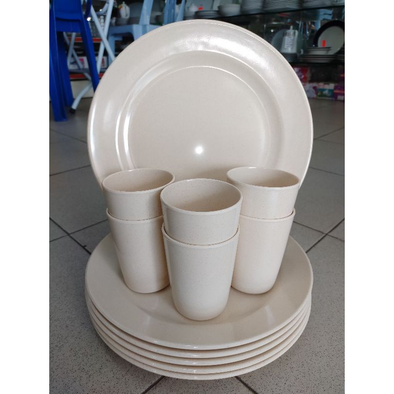 6+6pc Melamine Pinggan Makan / Gelas Air 8oz | Shopee Malaysia