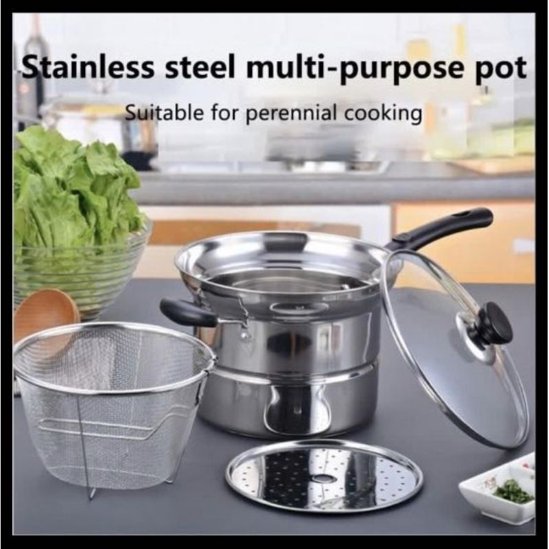 Korean Multi Cooker Cooking Pot Pan Deep Fry Fryer Steam Stew Pot Pan ...