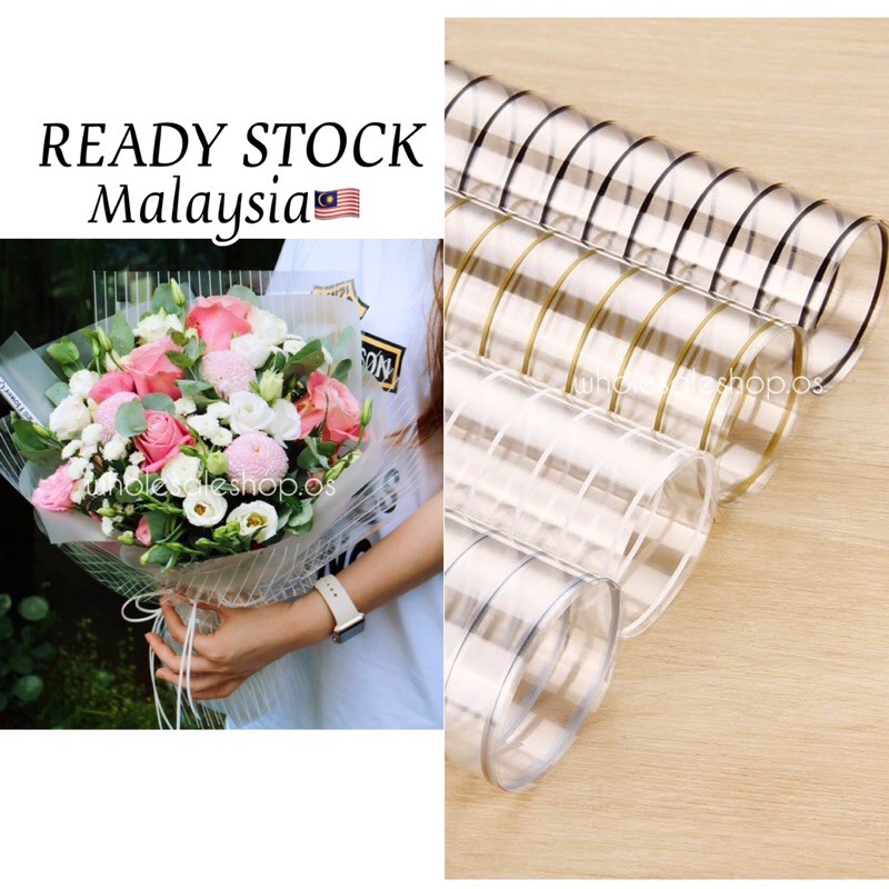 READY.S⚡️20Pcs Stripes Transparent Wrapping Paper OPP Plastic ...