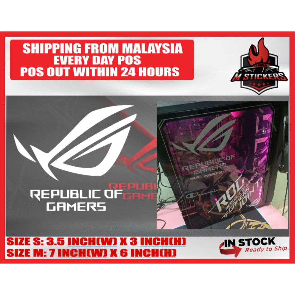 [M STICKERS] ROG REPUBLIC OF GAMERS STICKER DECAL ASUS LAPTOP PC ...
