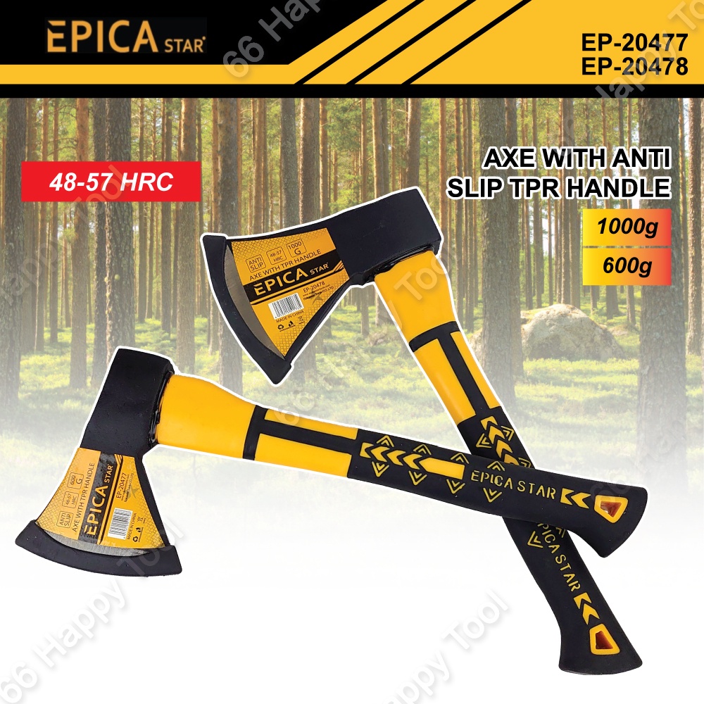 EPICA STAR Axe With Anti Slip TPR Handle 600G/1000G Heavy Duty Wood Axe ...