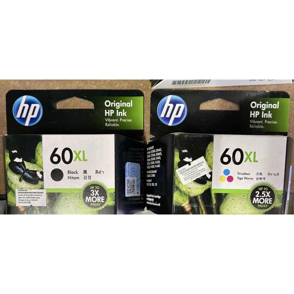 HP 60XL BLACK/TRI-COLOR ORIGINAL INK CARTRIDGE | Shopee Malaysia