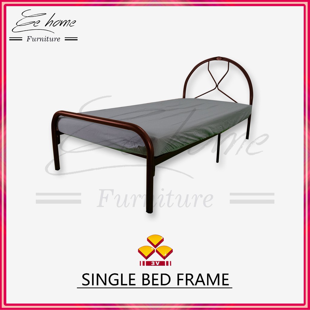 EE HOME 3V Powder Coat Metal Single Bed Frame Katil Besi Bujang Katil ...