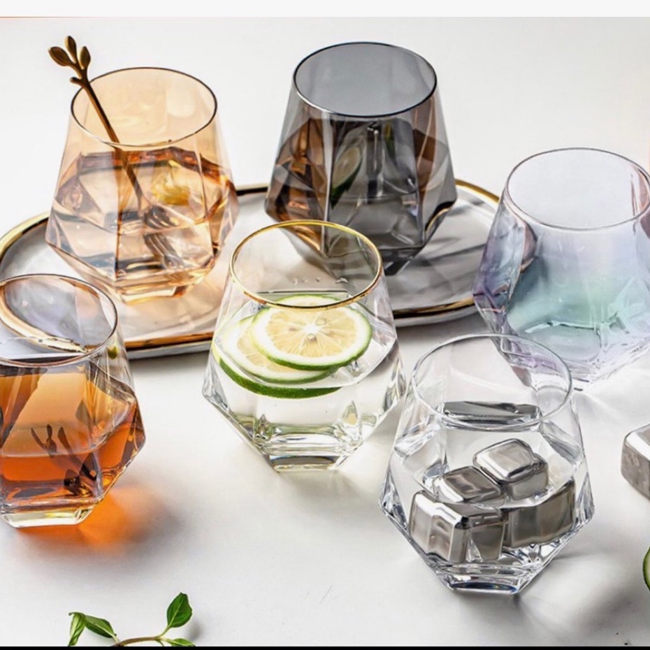 Phnom new glass hexagonal geometric drinking glass water wine glass ...