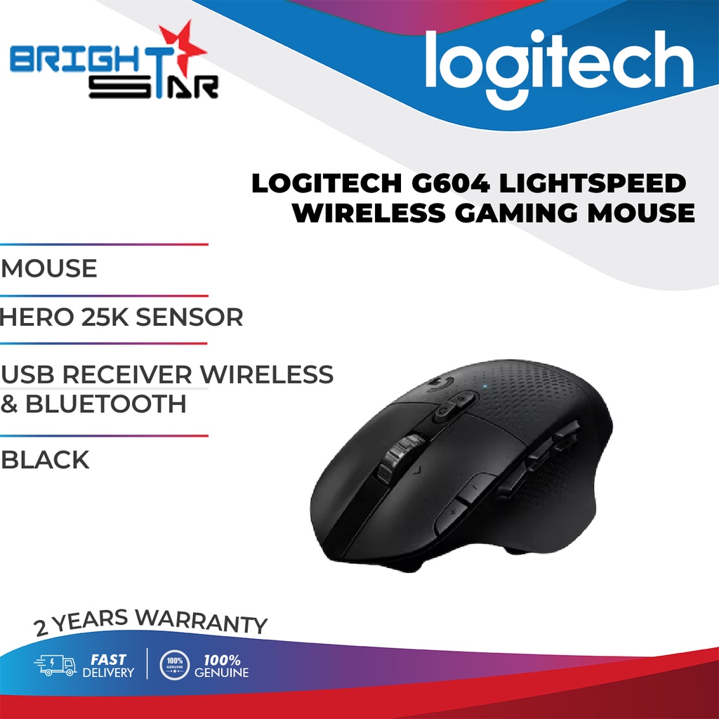 LOGITECH G604 LIGHTSPEED WIRELESS GAMING MOUSE / HERO 25K SENSOR / USB ...