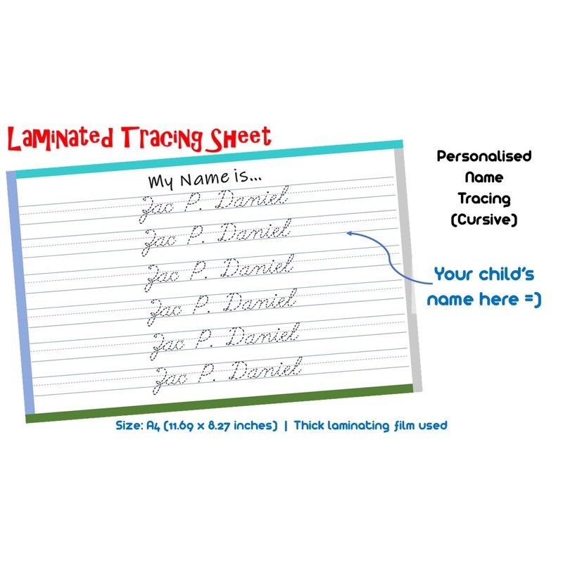 Cursive Writing Tracing~ Personalised Name / Alphabet (REUSABLE ...