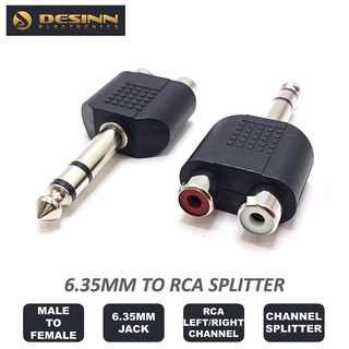 6.35mm TRS Stereo Plug to dual RCA Jack Audio Y Splitter Adapter 1/4 inch Male to 2 RCA Female ...