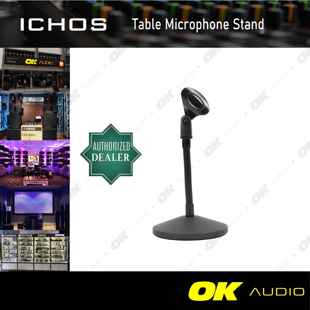ICHOS Flexible Desktop Gooseneck Microphone Stand with Round Flat Based ...